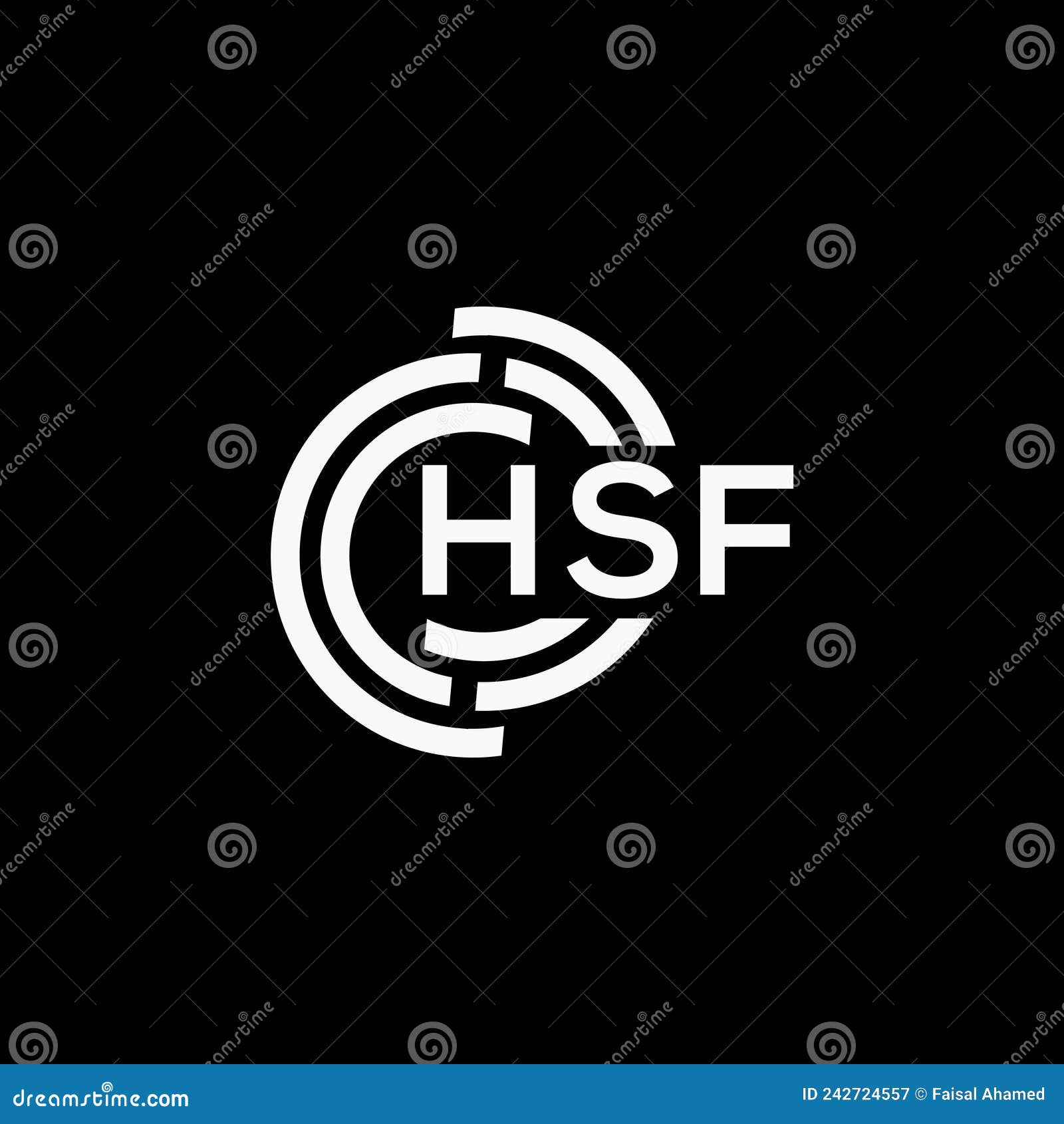 HSF Letter Logo Design on Black Background. HSF Creative Initials ...
