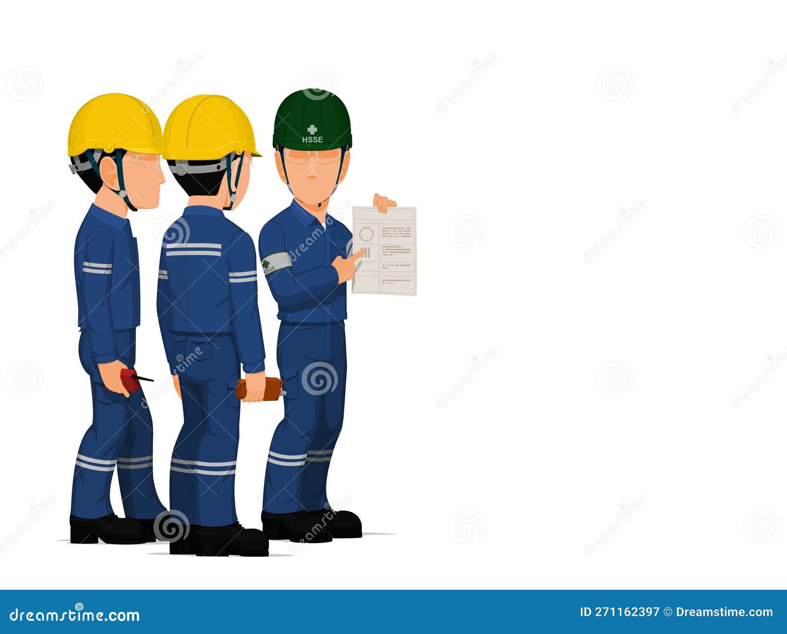 HSSE Officer is Instructing Workers on White Background Stock Vector ...