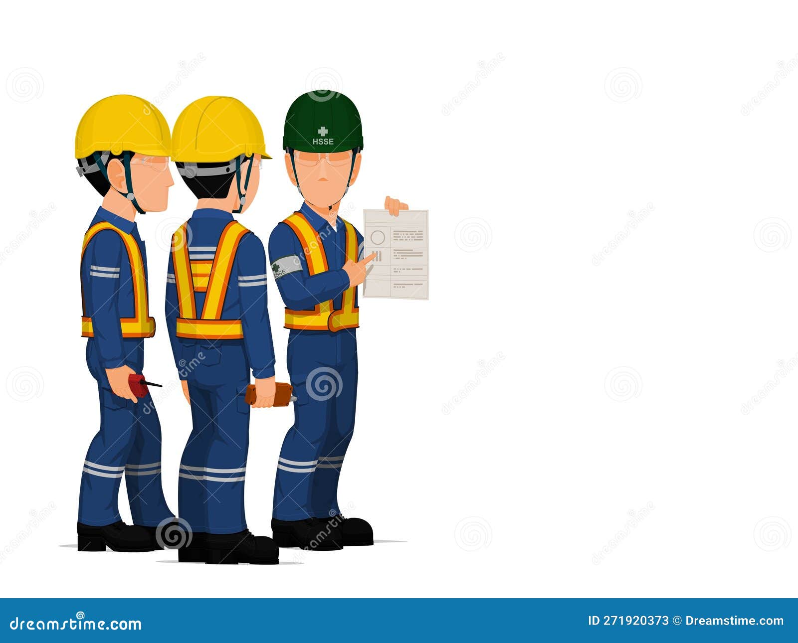 HSSE Officer is Instructing Workers on White Background Stock Vector ...