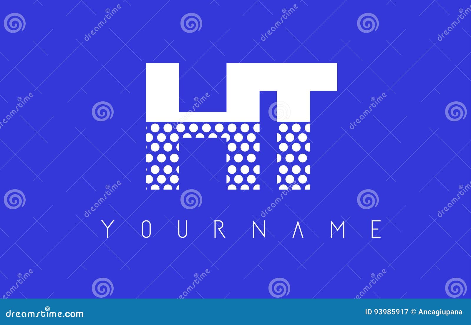 HT H T Dotted Letter Logo Design with Blue Background. Stock Vector ...