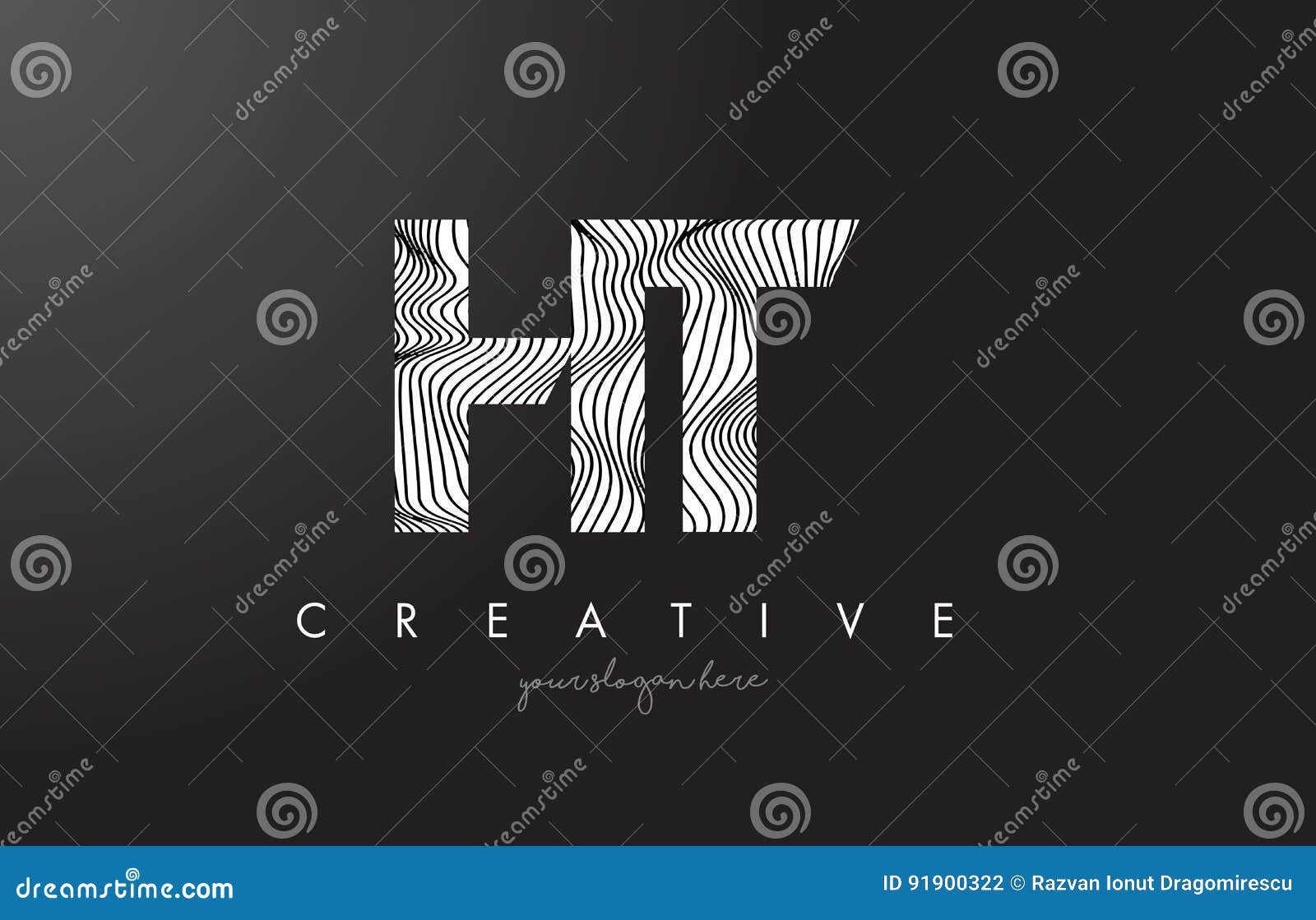 HT H T Letter Logo with Zebra Lines Texture Design Vector. Stock Vector ...