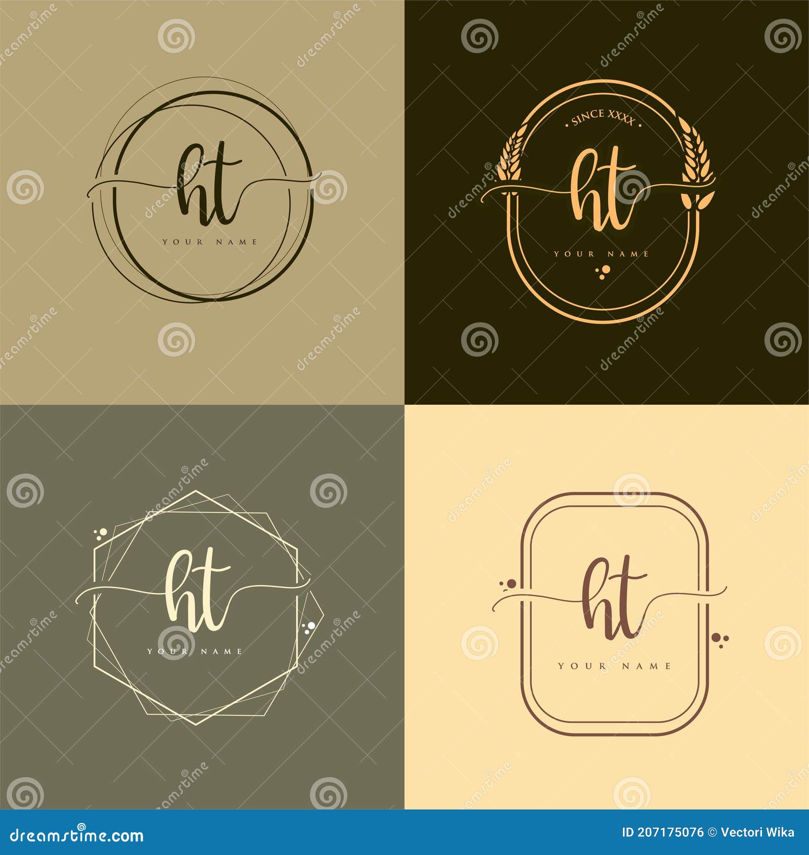 HT Initial Handwriting Logo Vector Sets. Hand Lettering Initials Logo ...