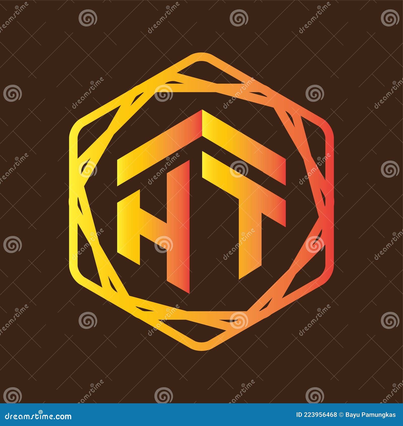 HT Initial Letter Hexagonal Logo Vector Stock Illustration ...