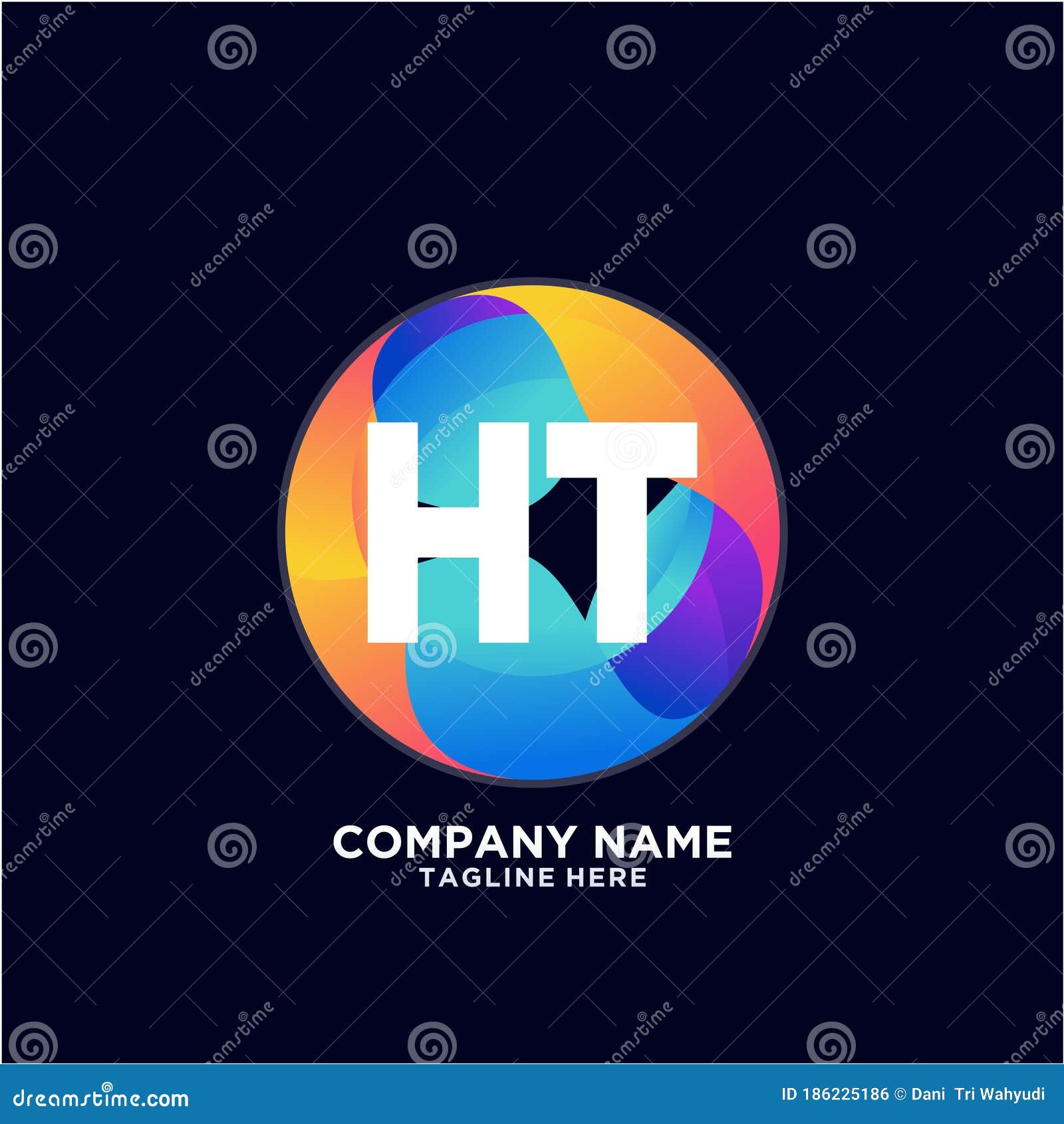 HT Initial Logo with Colorful Circle Template Vector Stock Vector ...