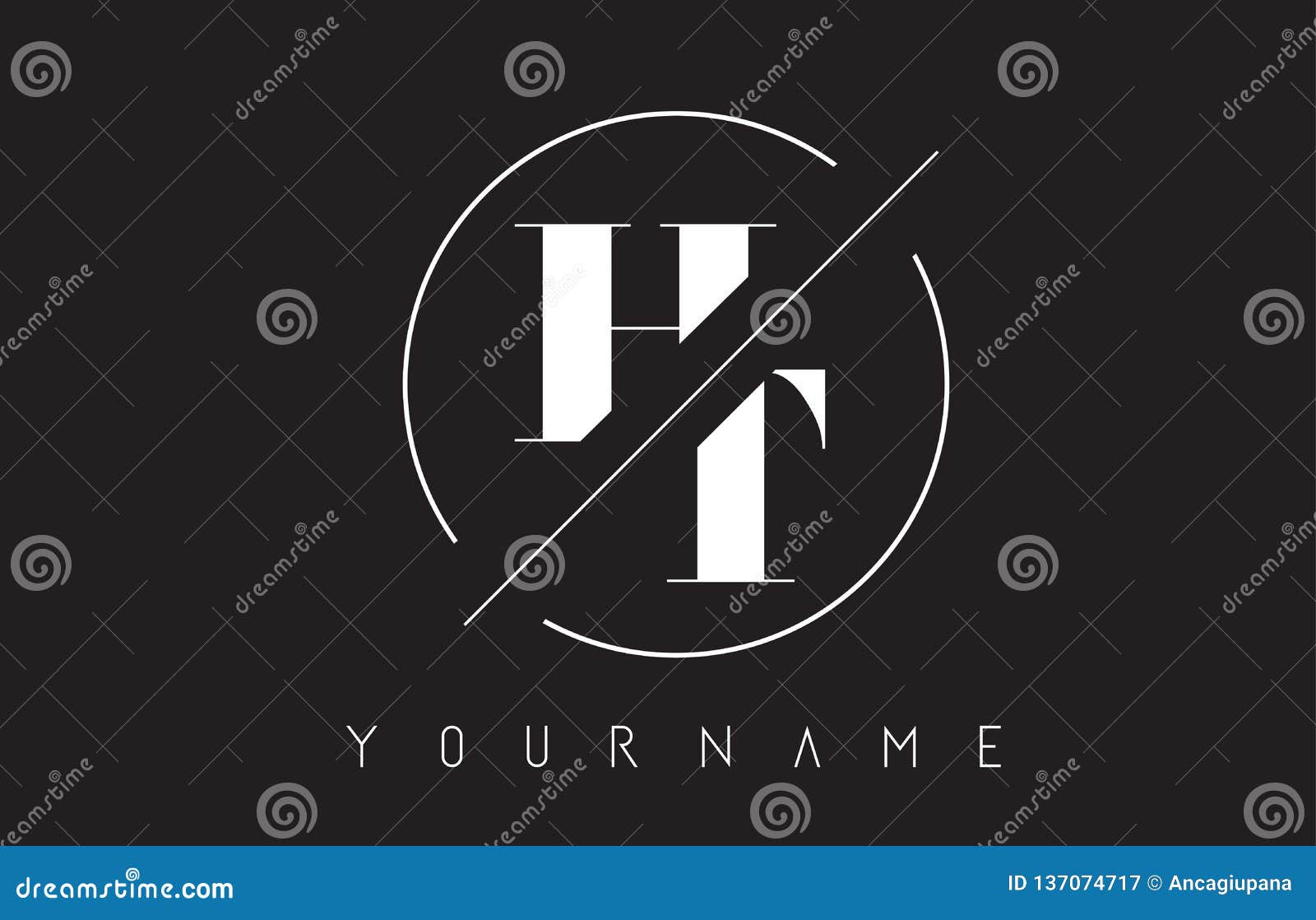 HT Letter Logo with Cutted and Intersected Design Stock Vector ...
