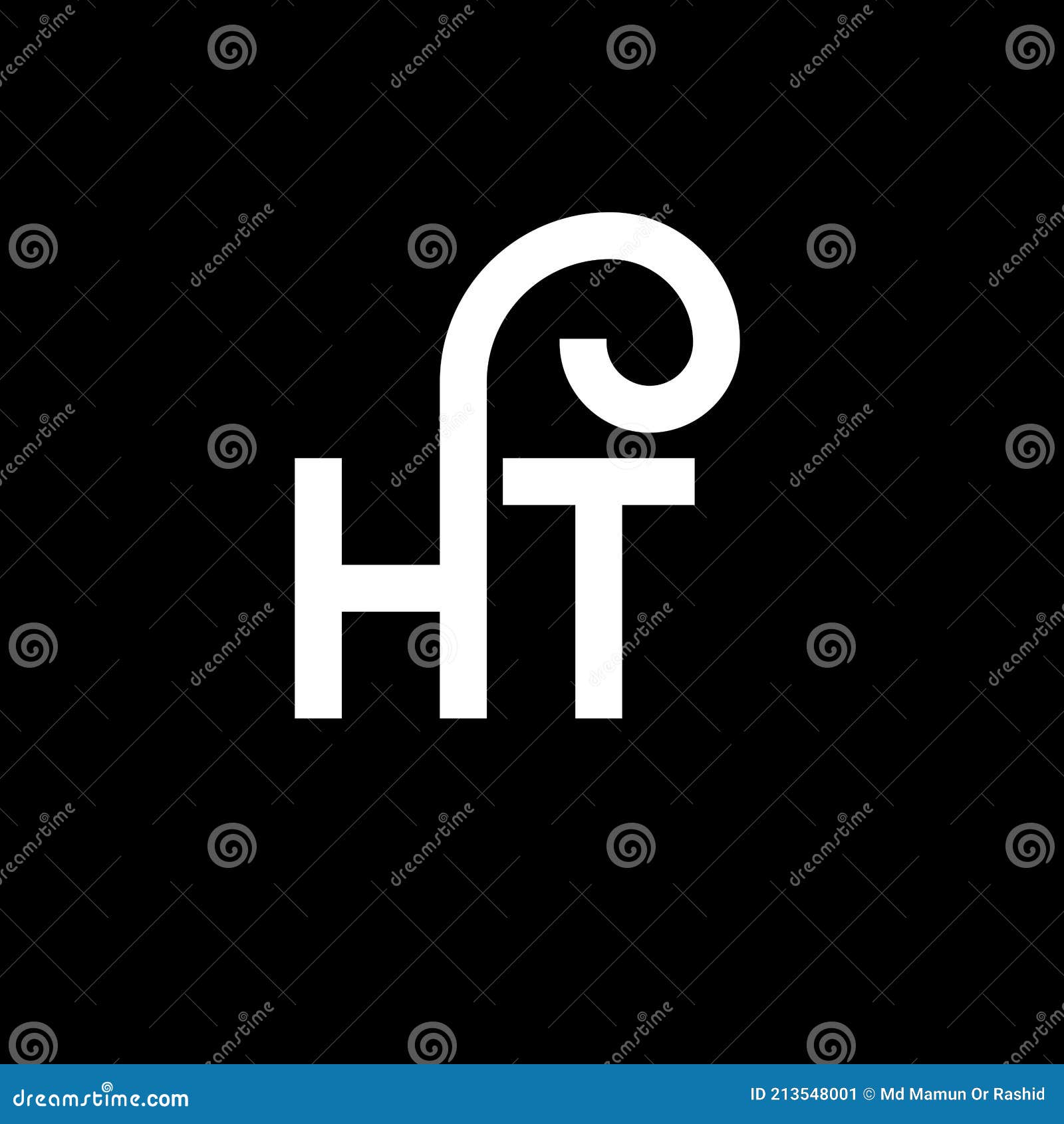 HT Letter Logo Design on Black Background. HT Creative Initials Letter ...