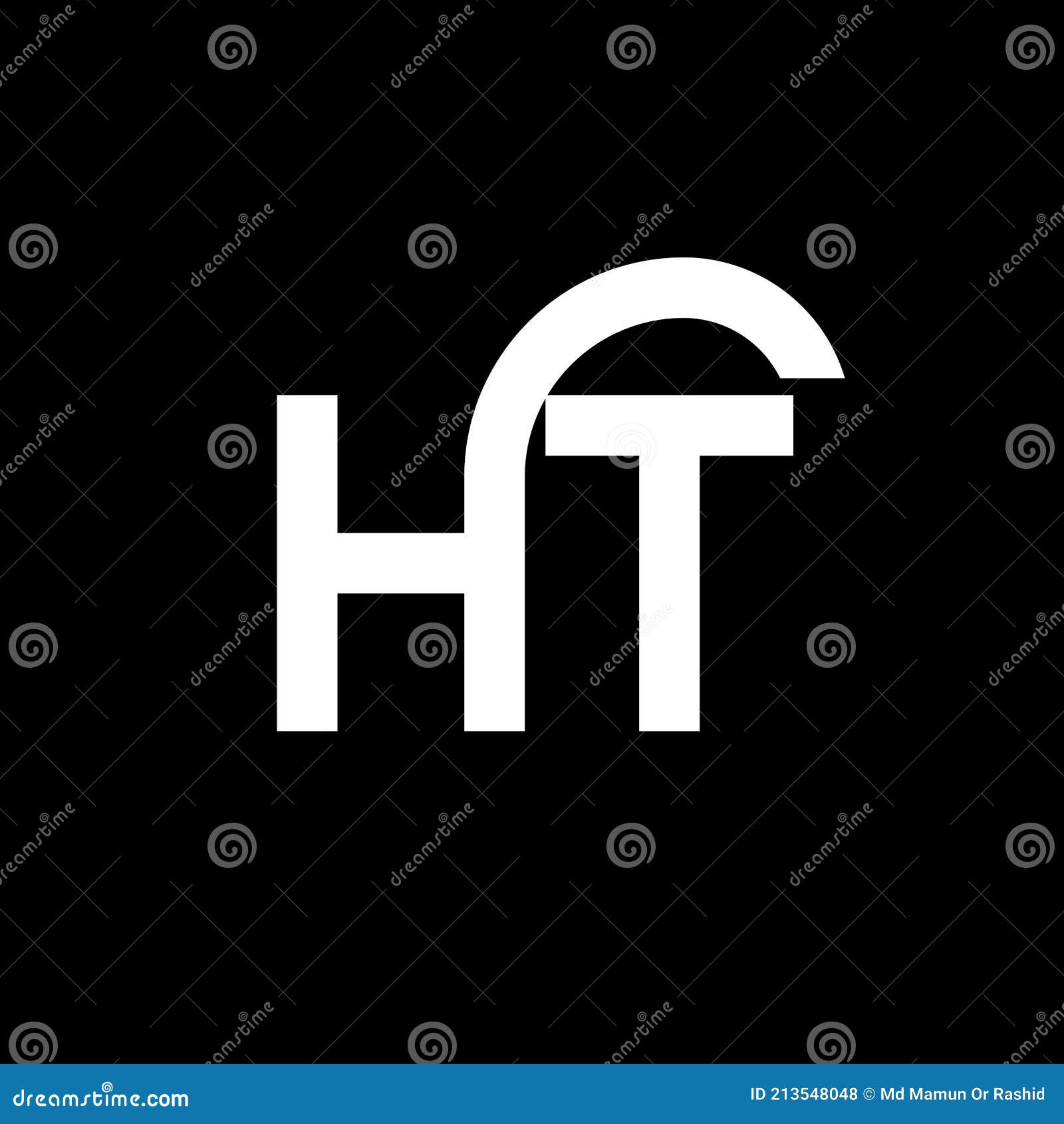 HT Letter Logo Design on Black Background. HT Creative Initials Letter ...