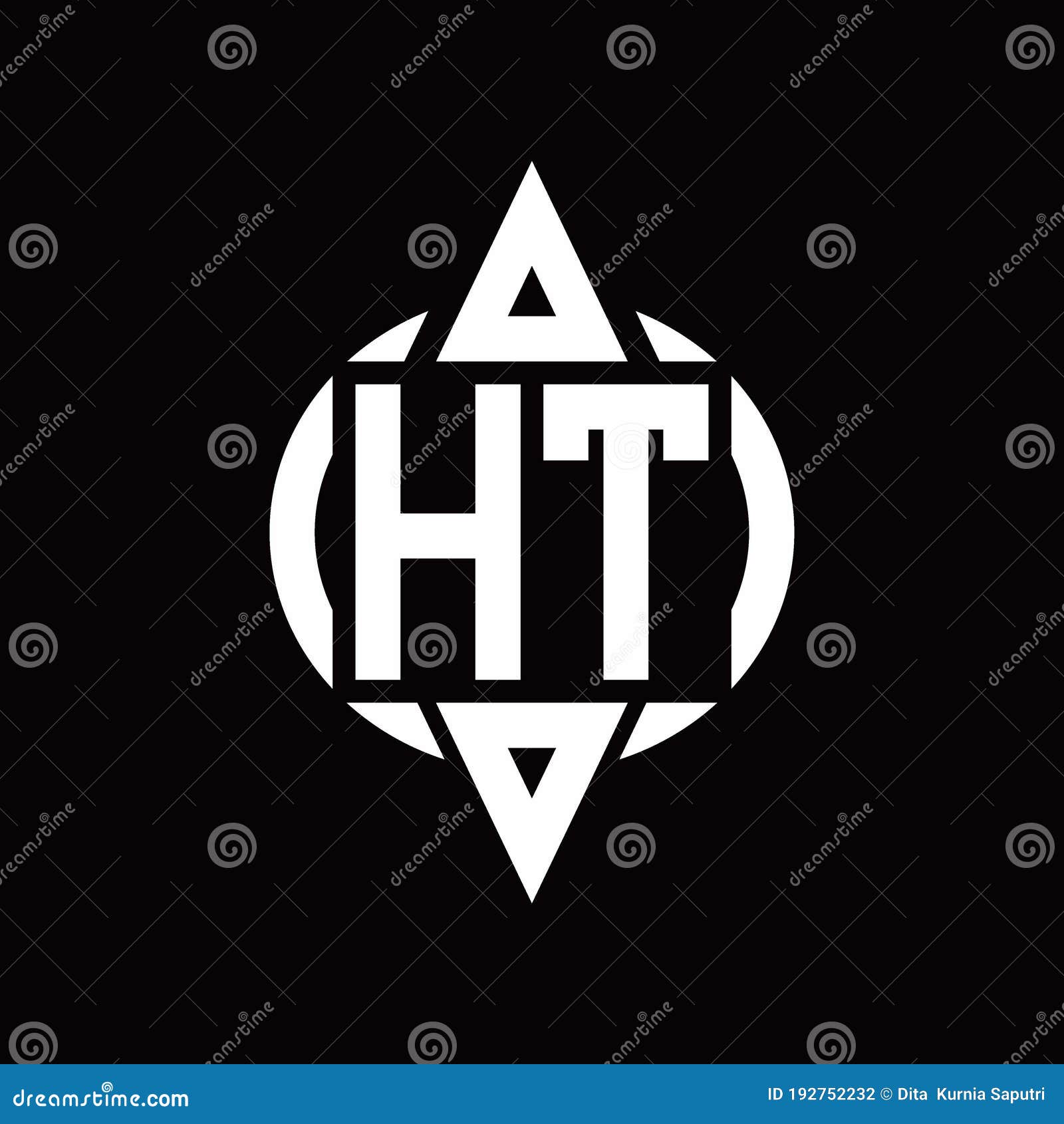 HT Logo with Circle Rounded Combine Triangle Top and Bottom Side Design ...