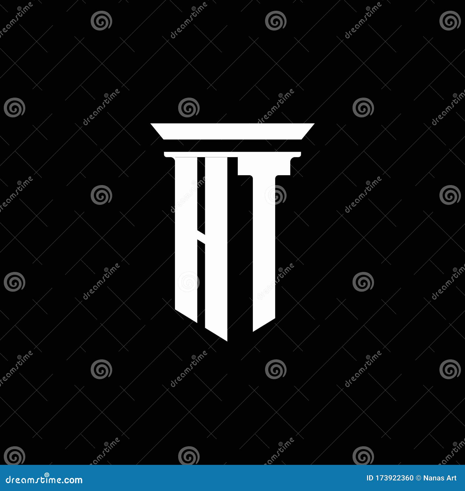HT Monogram Logo with Emblem Style Isolated on Black Background Stock ...