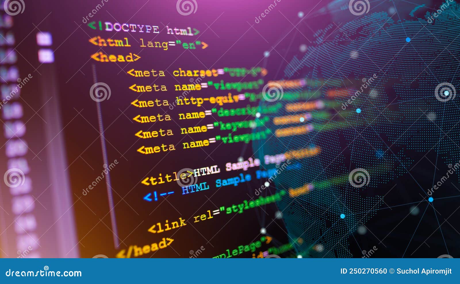 HTML Code on Computer Monitor. Stock Photo - Image of html, network ... HTML Code on Computer Monitor. Stock Photo - Image of html, network ...