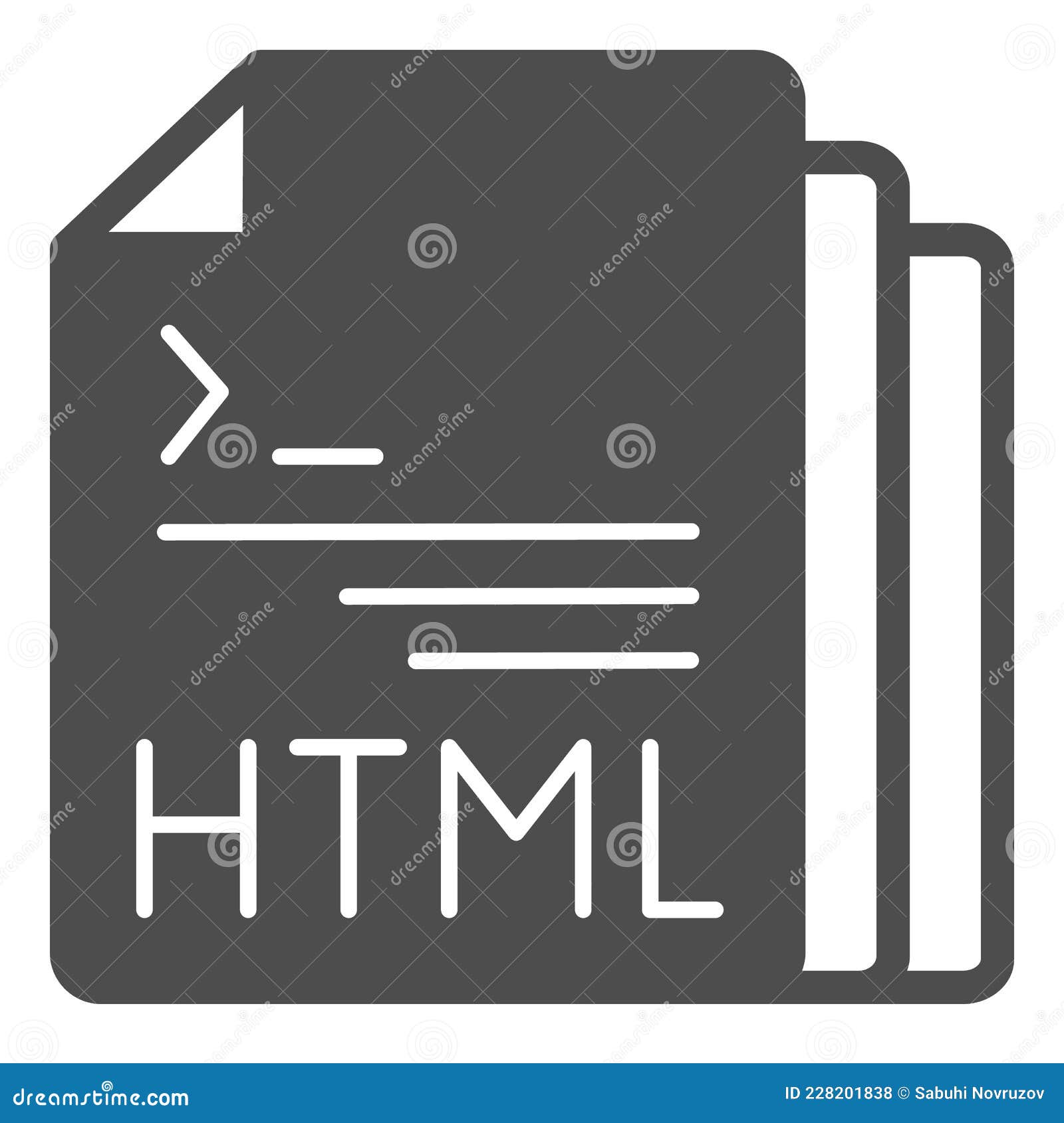 HTML Code Document Files Solid Icon, Programming Concept, Html Doc Vector Sign on White ...