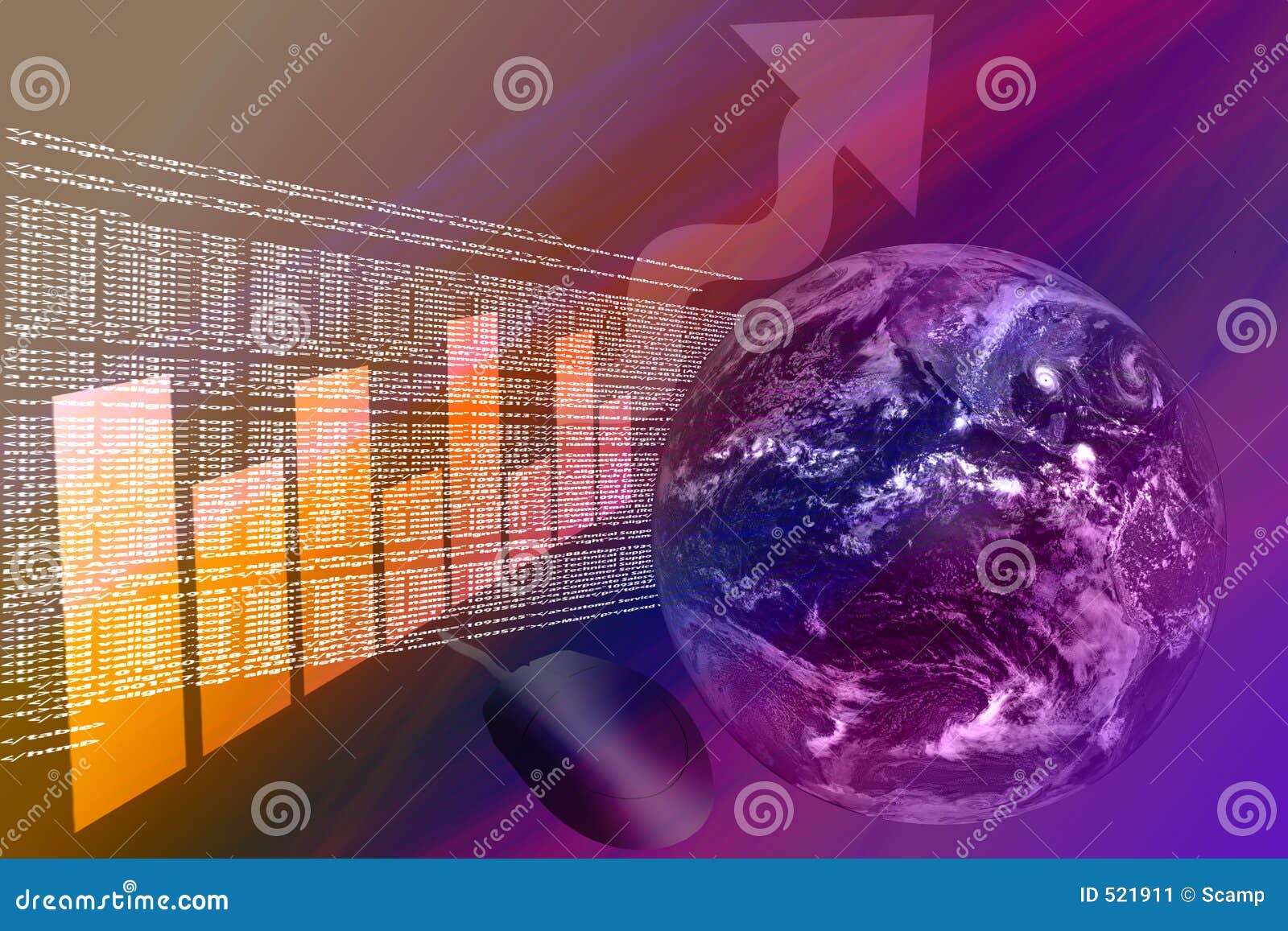 HTML Code with Graph Globe and Arrow Up Stock Illustration ...