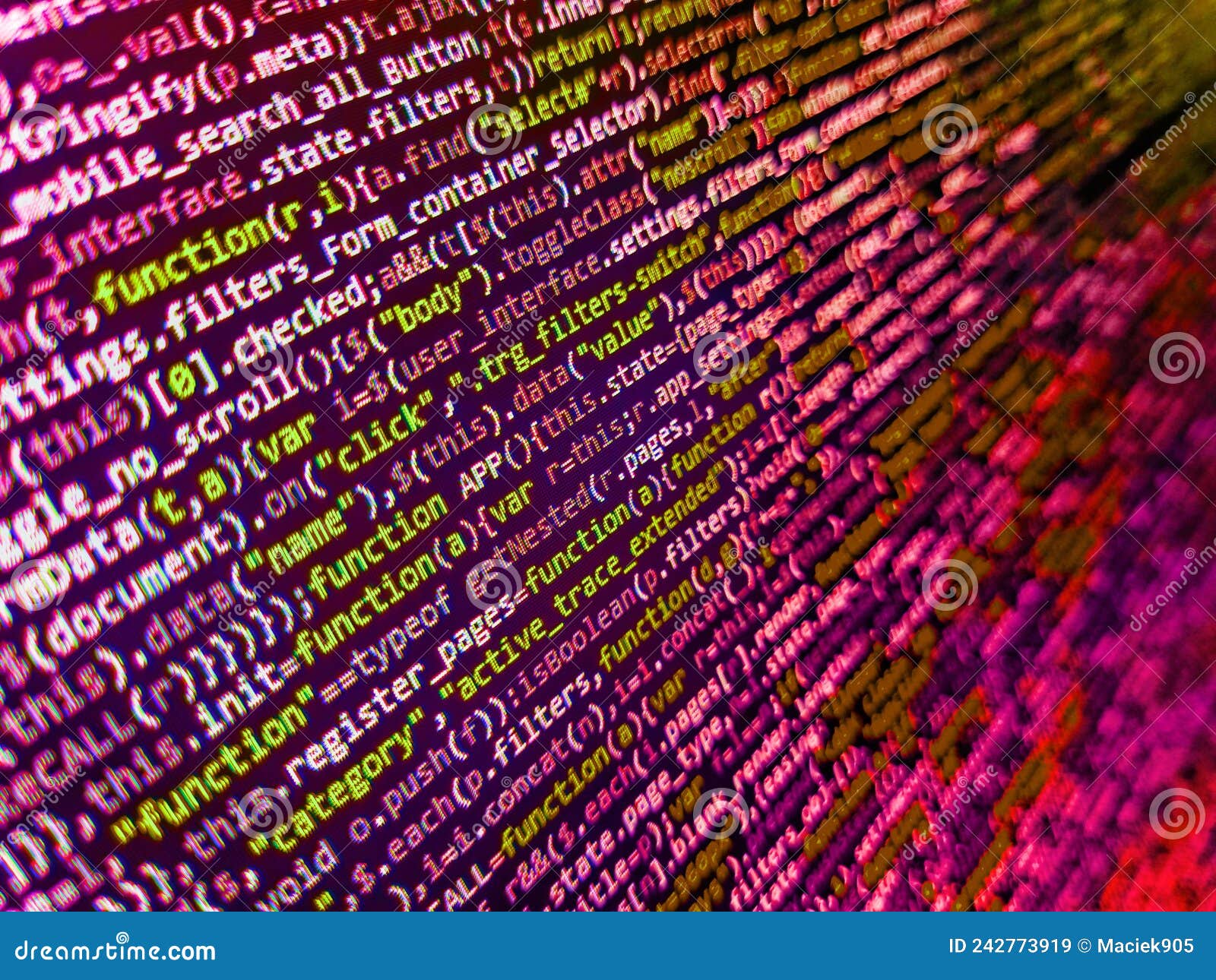 Html Code On Lcd Screen Concept Of Security Programming And Hacking Deep Decryption And