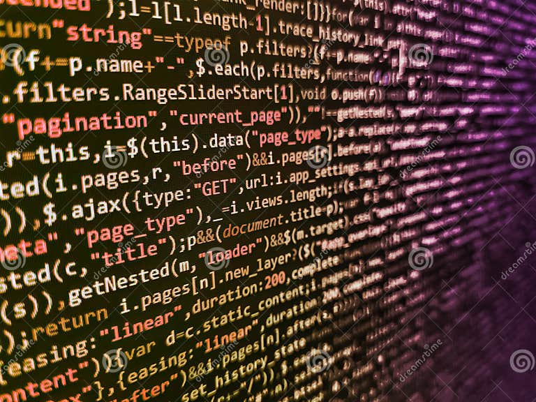 HTML Code on Lcd Screen. Modern Web Development Background. Computer ...