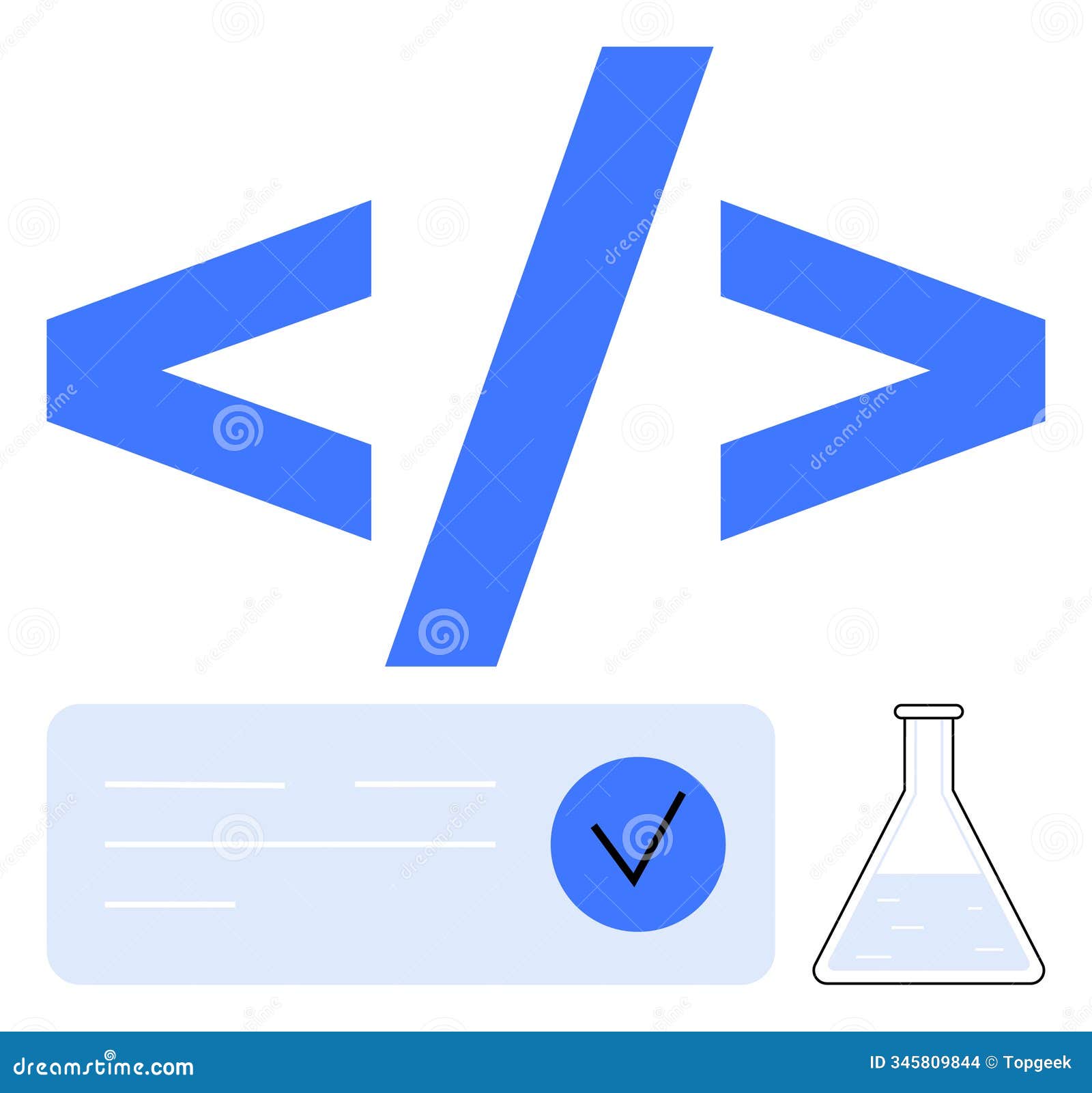 HTML Code Symbol with Verified Checkmark and Laboratory Flask for ...