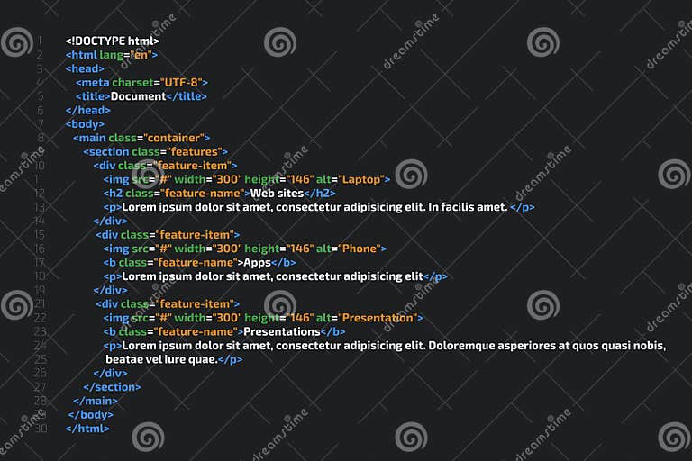 HTML Code Website. Coding, Programming Concept Stock Vector ...