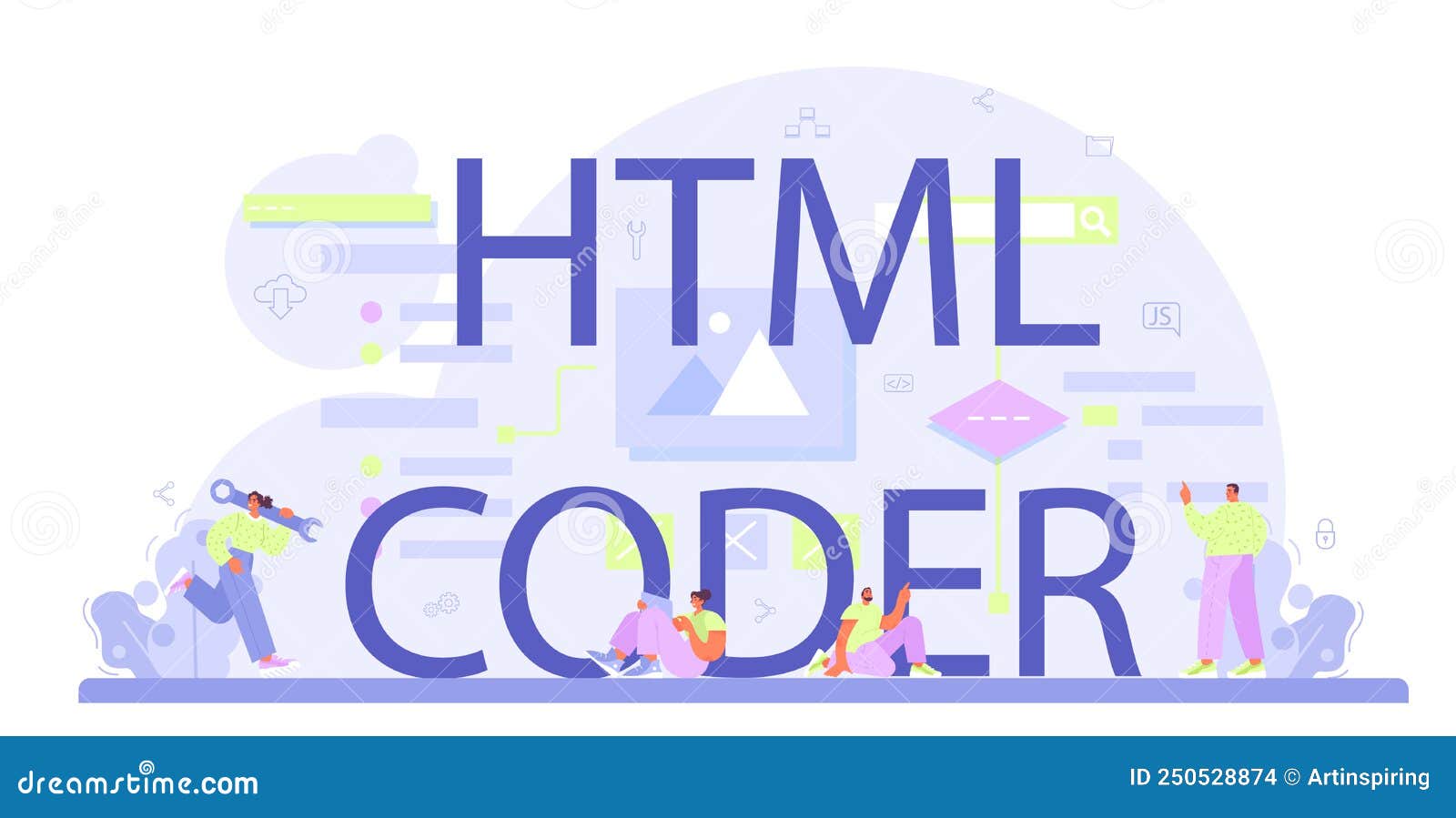 HTML Coder Typographic Header. Website Development Process Stock Vector - Illustration of ...