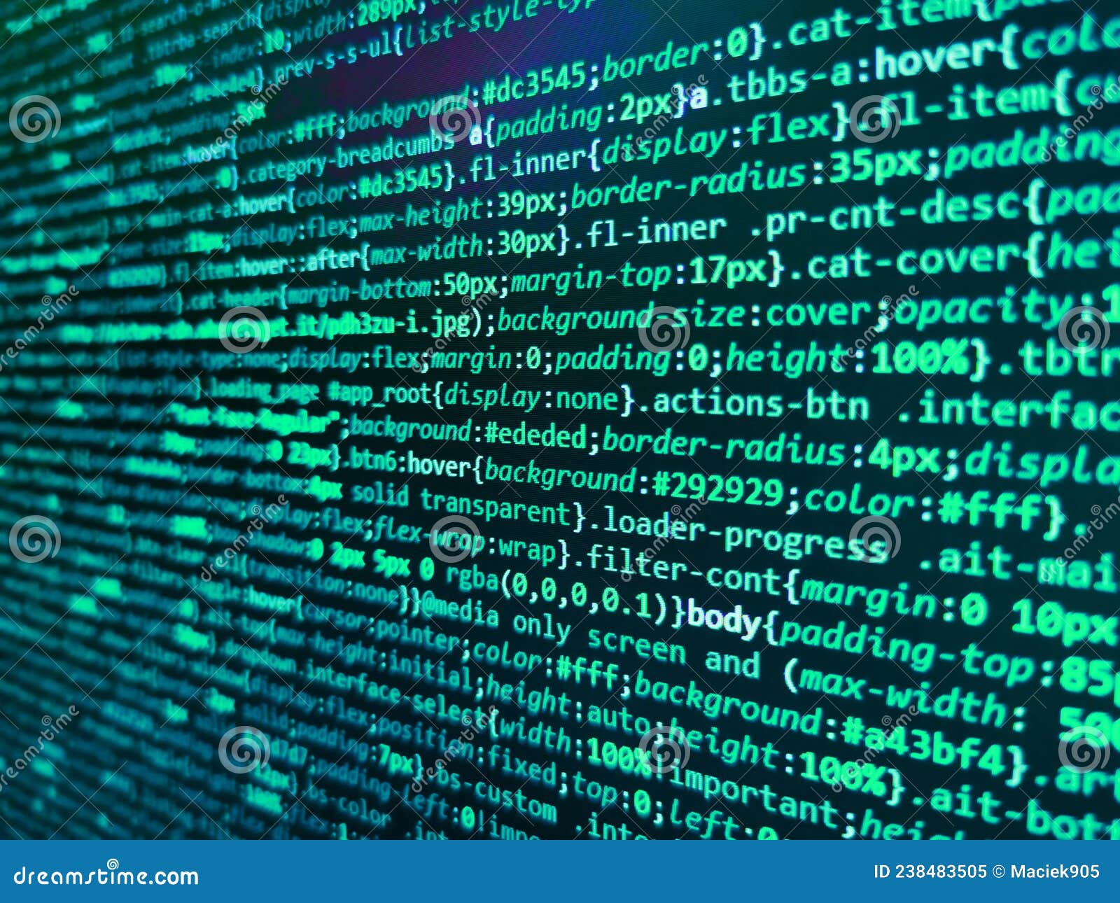 HTML5 Concept Macro Backdrop in Warm Colors. Photo of Computer Digital Background. Shallow Depth ...