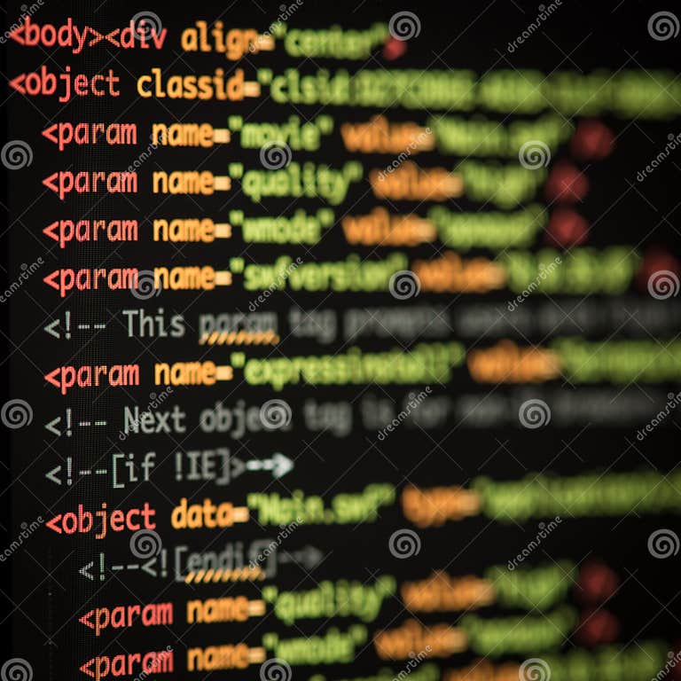 HTML and CSS code stock image. Image of code, layout - 76836377
