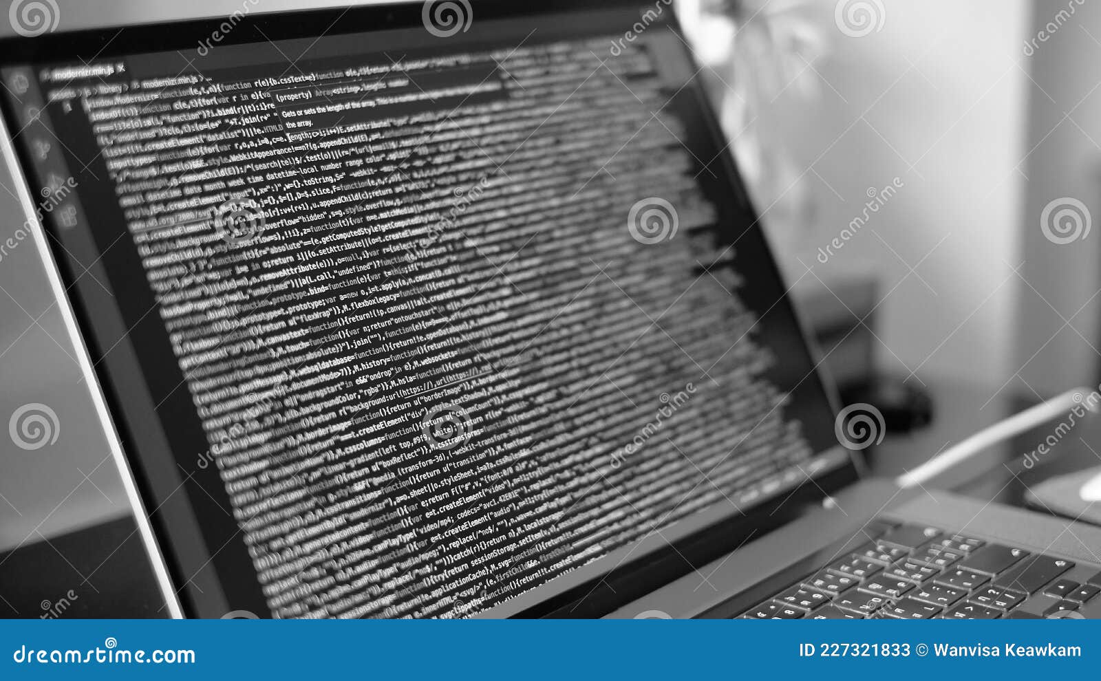 Html Css Javascript Screen Of Web Developing Code On Dark Background Stock Image Image Of