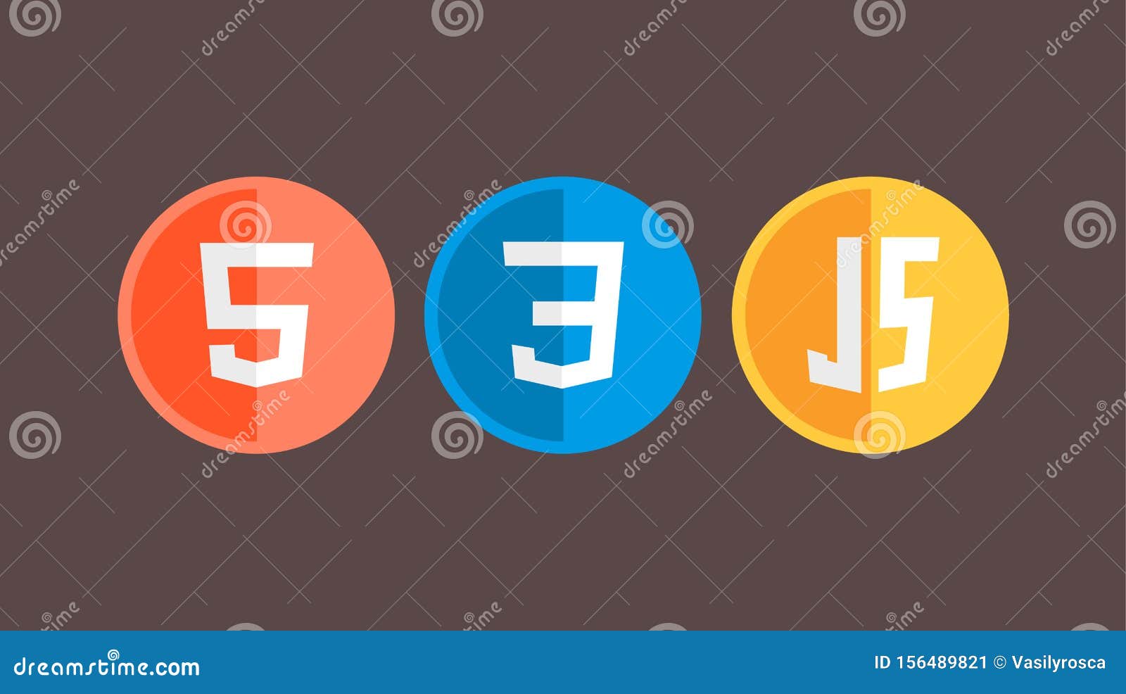 Html5 Css3 Js Icon Set Symbol Für Webentwicklung Html Css Und Javascript Programmiersymbol