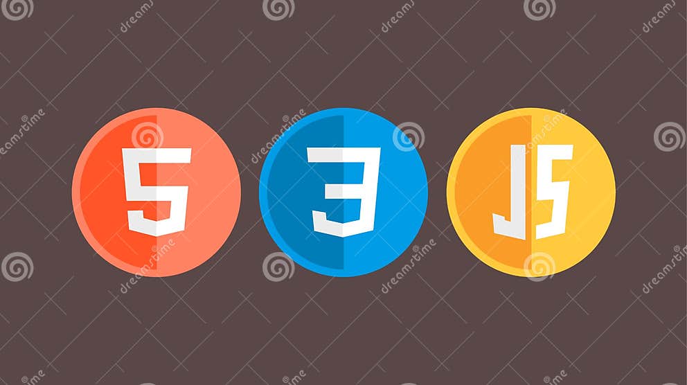 Html5 Css3 Js Icon Set Symbol FÃ¼r Webentwicklung Html Css Und Javascript Programmiersymbol 