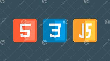 HTML5 CSS3 JS Icon Set. Web Development Logo Icon Set of Html, Css and ...