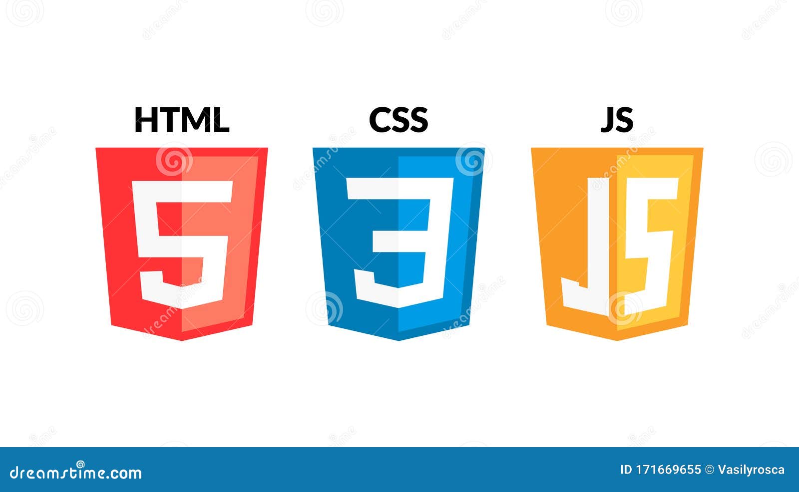 HTML5 CSS3 JS图标集 Web开发徽标图标集，由html、css和javascript组成，编程符号 编辑类图片 - 插画 包括有 任命的, 编程: 171669655