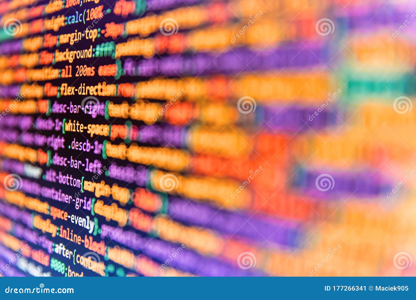 HTML CSS3 Source Code on Lcd Screen with Black Background. Big Data Storage and Cloud Computing ...