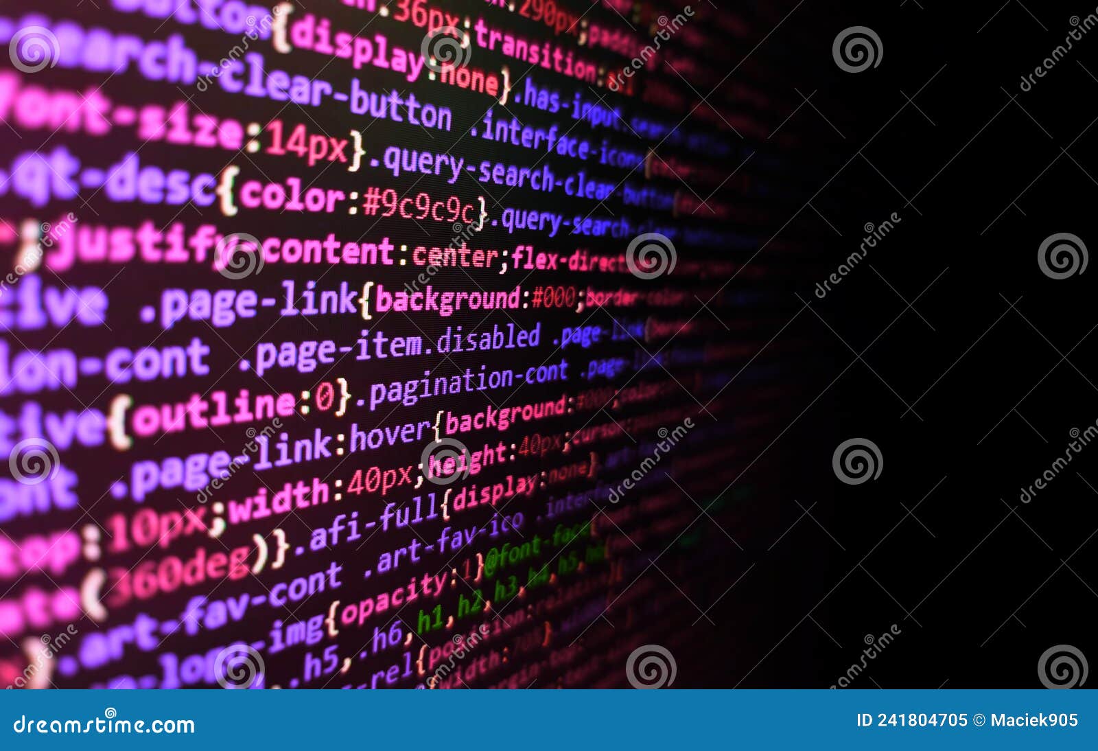 HTML CSS3 Source Code on Lcd Screen with Black Background. Modern Tech ...