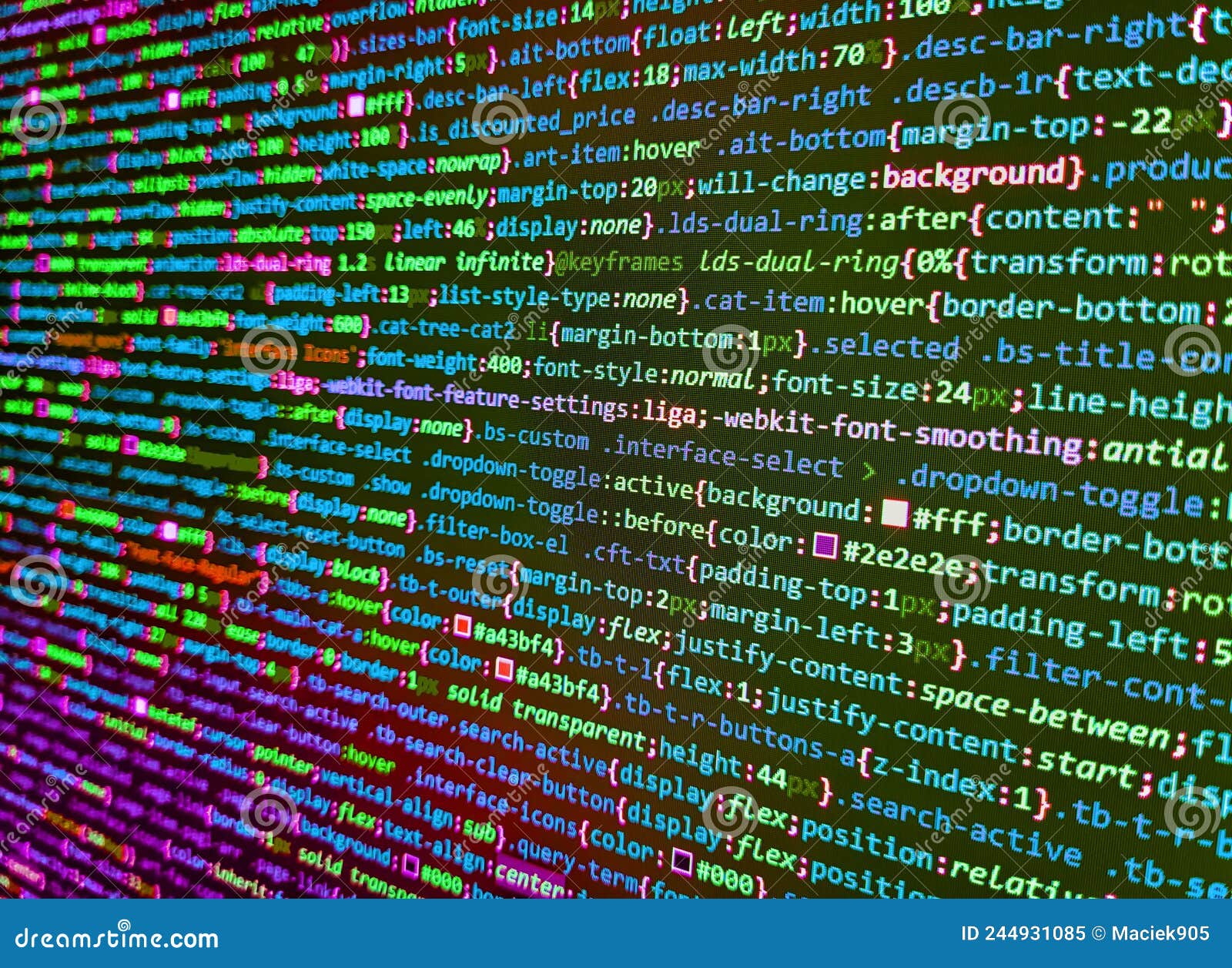 Modern Css3 Cascade Style Sheet Programming Code For Html Coding Stock Image