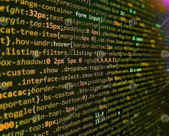 HTML CSS3 Source Code on Lcd Screen with Black Background. Programming ...
