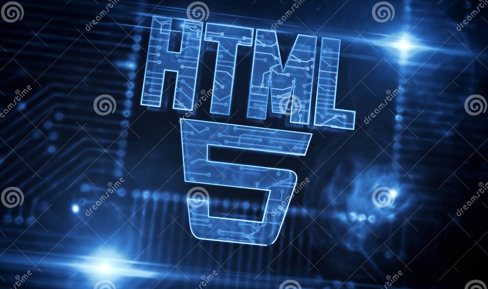 HTML5 Programming Symbol and Processor Factory 3d Illustration Stock ...