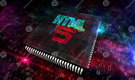 HTML5 Programming Symbol and Processor Factory 3d Illustration Stock ...