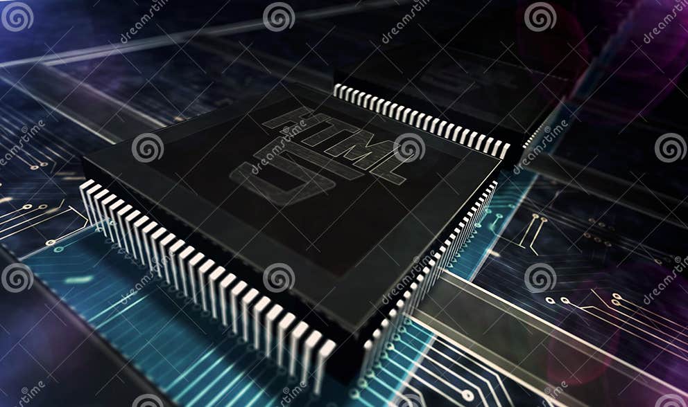 HTML5 Programming Symbol and Processor Factory 3d Illustration Stock ...