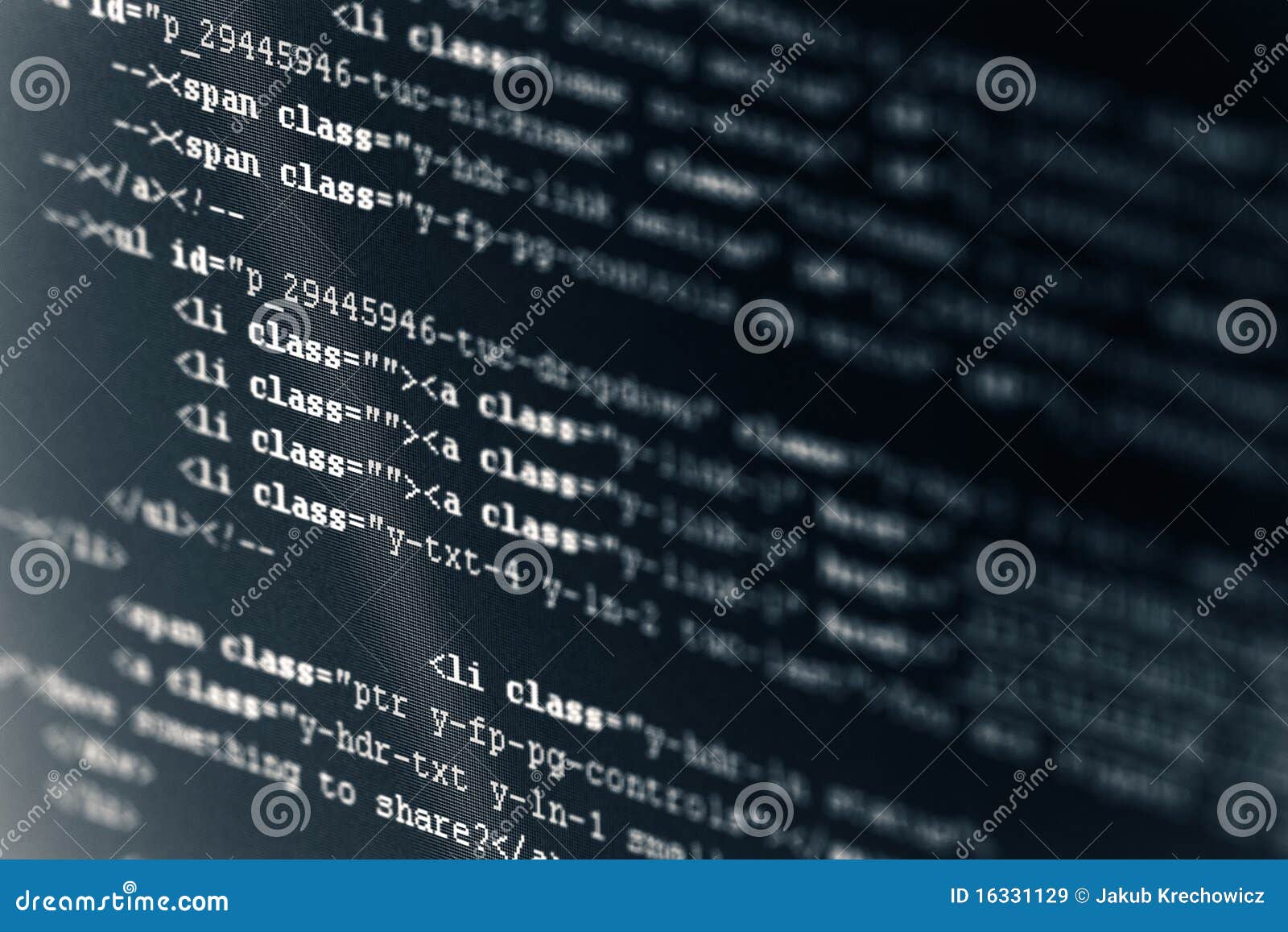 HTML di codice macchina immagine stock. Immagine di macro - 16331129