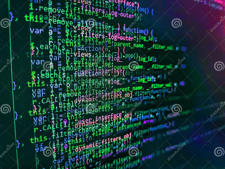 HTML5 in Editor for Website Development. Binary Code Digital Technology ...