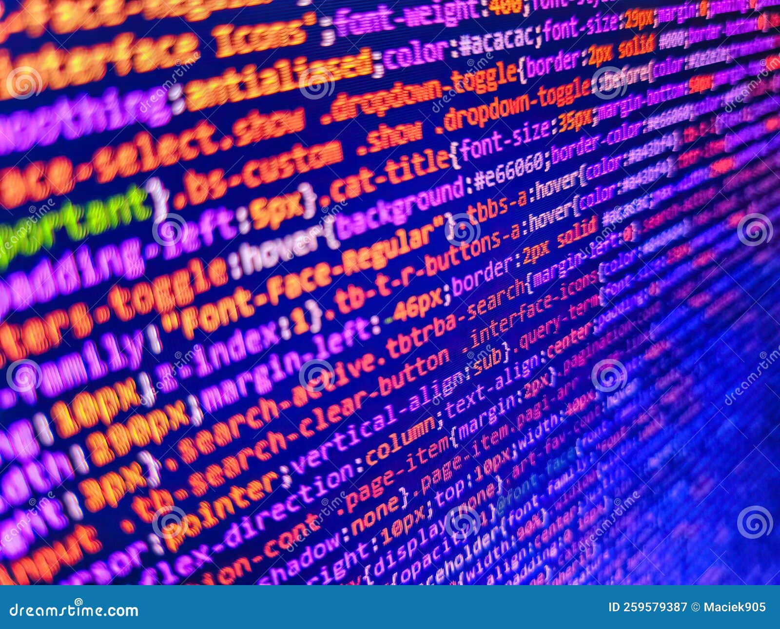 Html5 In Editor For Website Development Data Encryption Security Code On A Computer Display