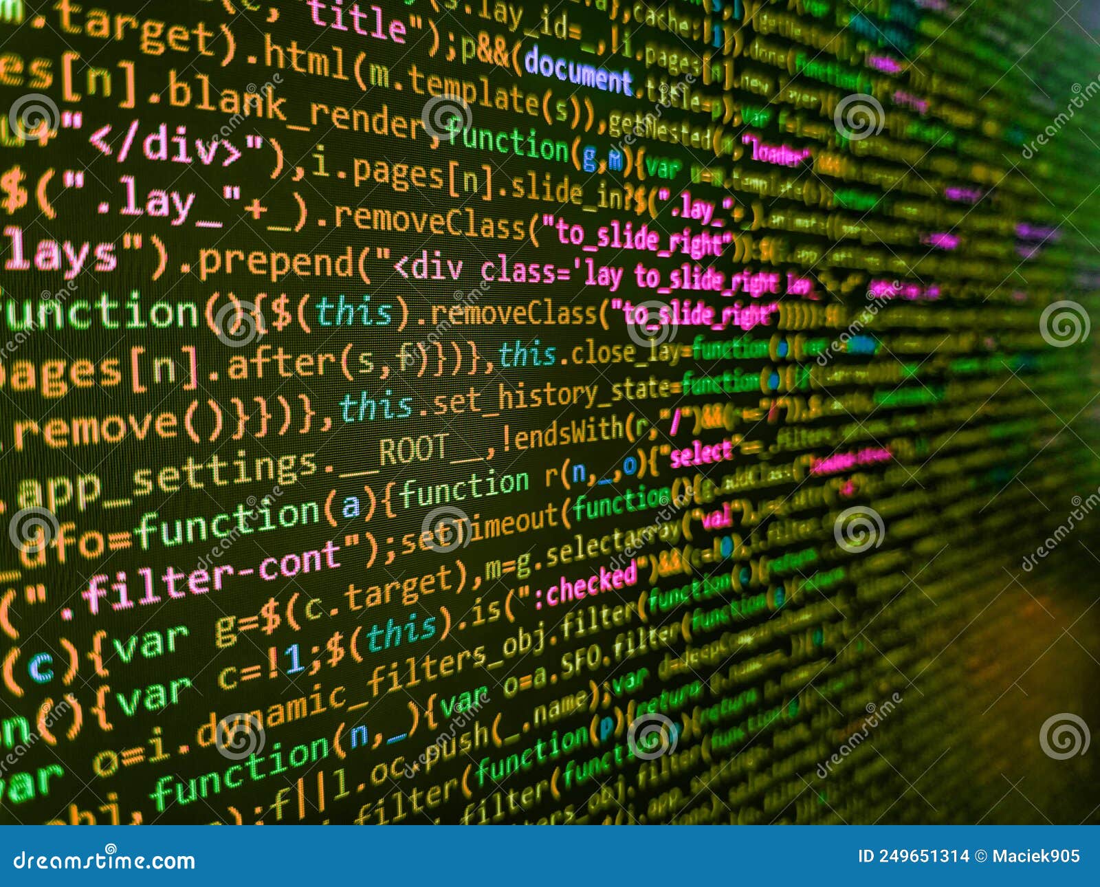 HTML5 in Editor for Website Development. Digital Abstract Bits Data ...