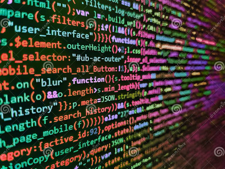 HTML5 in Editor for Website Development. Technology Concept Hex Code ...