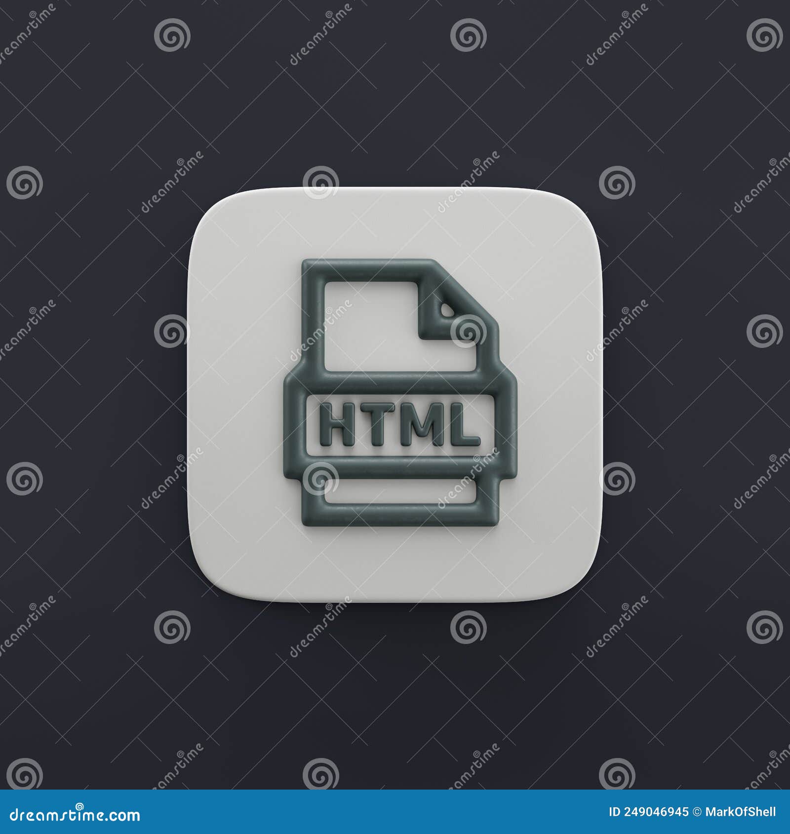 Html File 3d Icon Outilne File Type Icon In Grey Color On A Button Shape 3d Rendering Stock