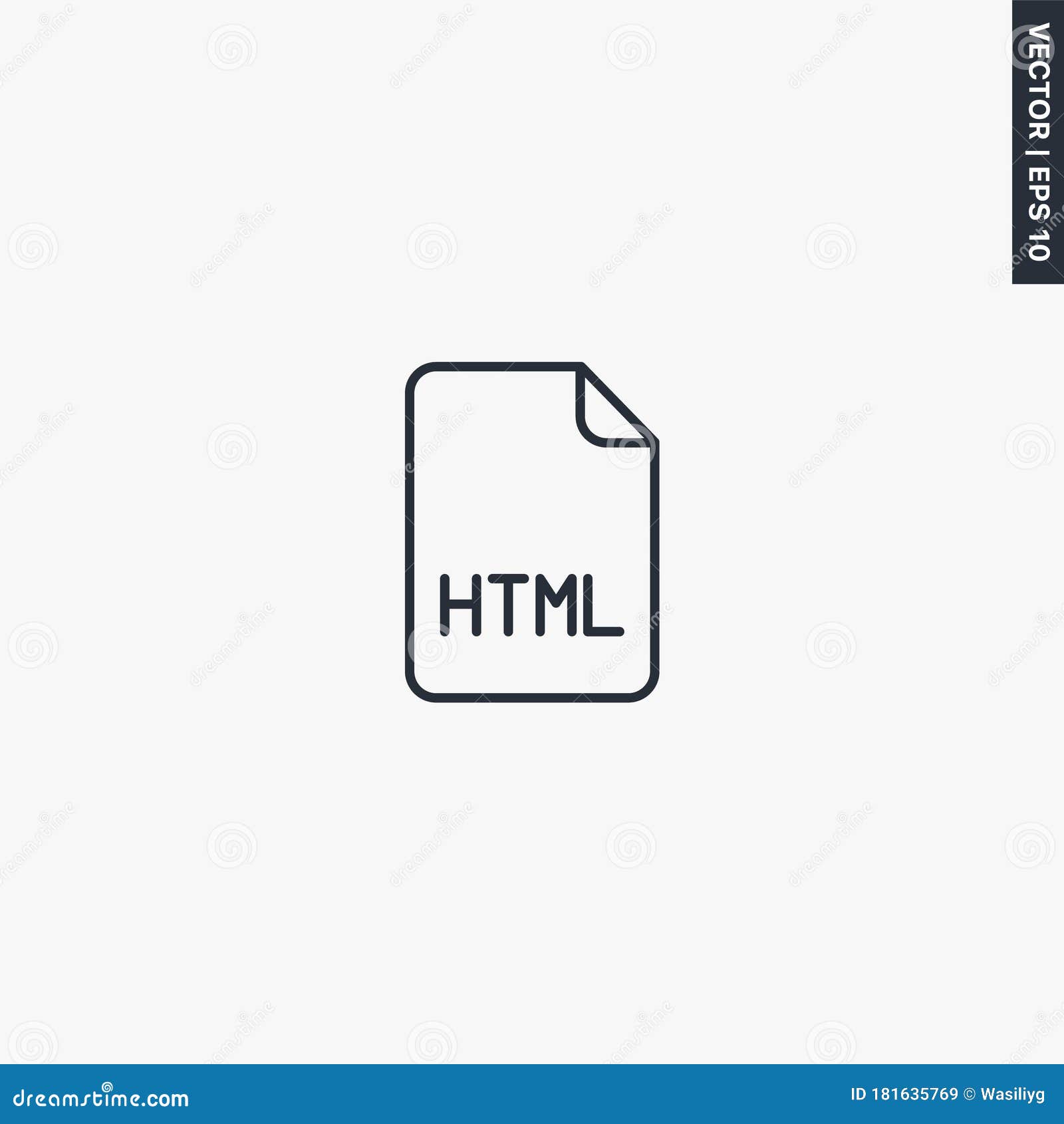 HTML File Format, Linear Style Sign for Mobile Concept and Web Design ...