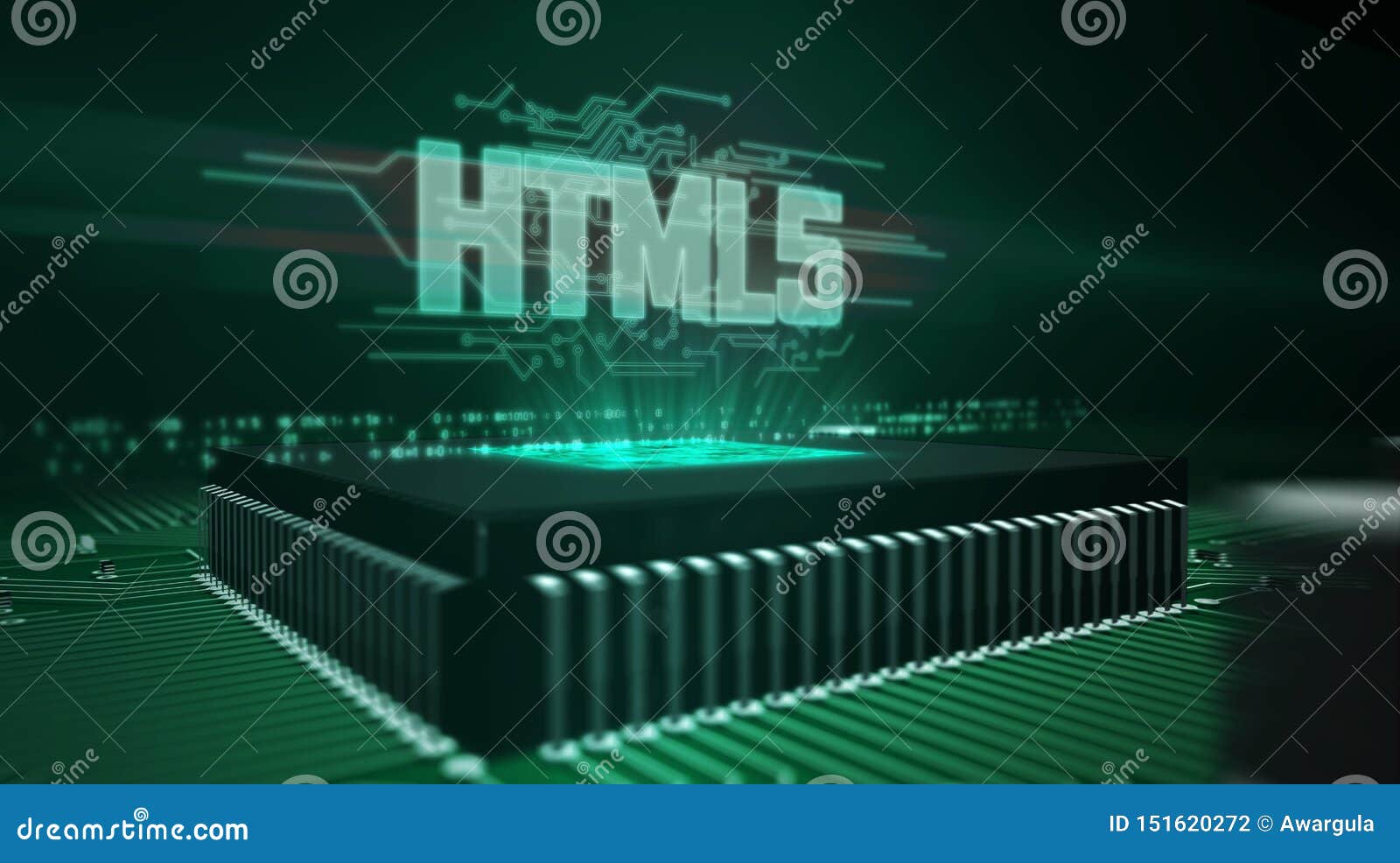 CPU on Board with Html5 Hologram Stock Illustration - Illustration of ...