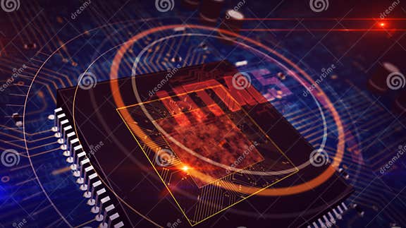 CPU on Board with Html5 Hologram Stock Illustration - Illustration of ...