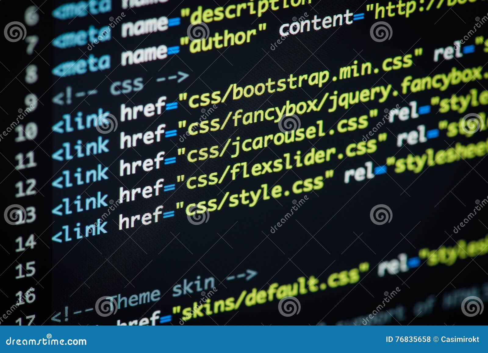 HTML i CSS kod zdjęcie stock. Obraz złożonej z wyszukiwarka - 76835658