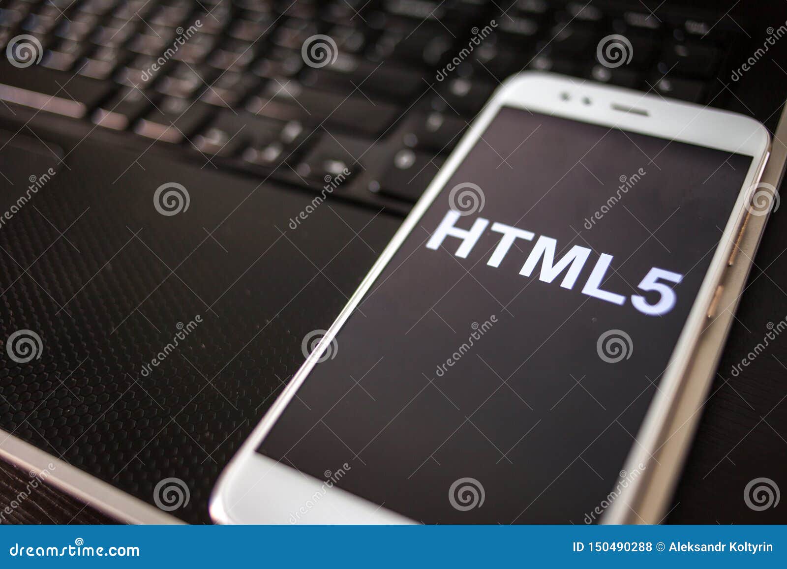 HTML5 Programming Language for Mobile Development, Concept. Smartphone ...