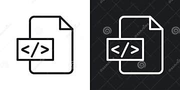 HTML Script Icon Set. Code Tag and Web Programming Vector Symbol in a Black Filled and Outlined ...
