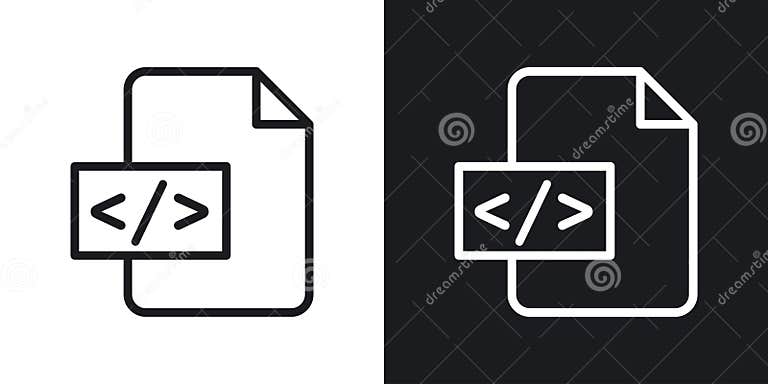 HTML Script Icon Set. Code Tag and Web Programming Vector Symbol in a Black Filled and Outlined ...