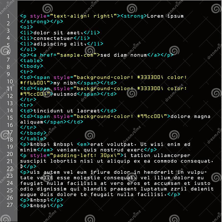 HTML Simple Code Vector. Colorful Abstract Program Tags in Developer ...