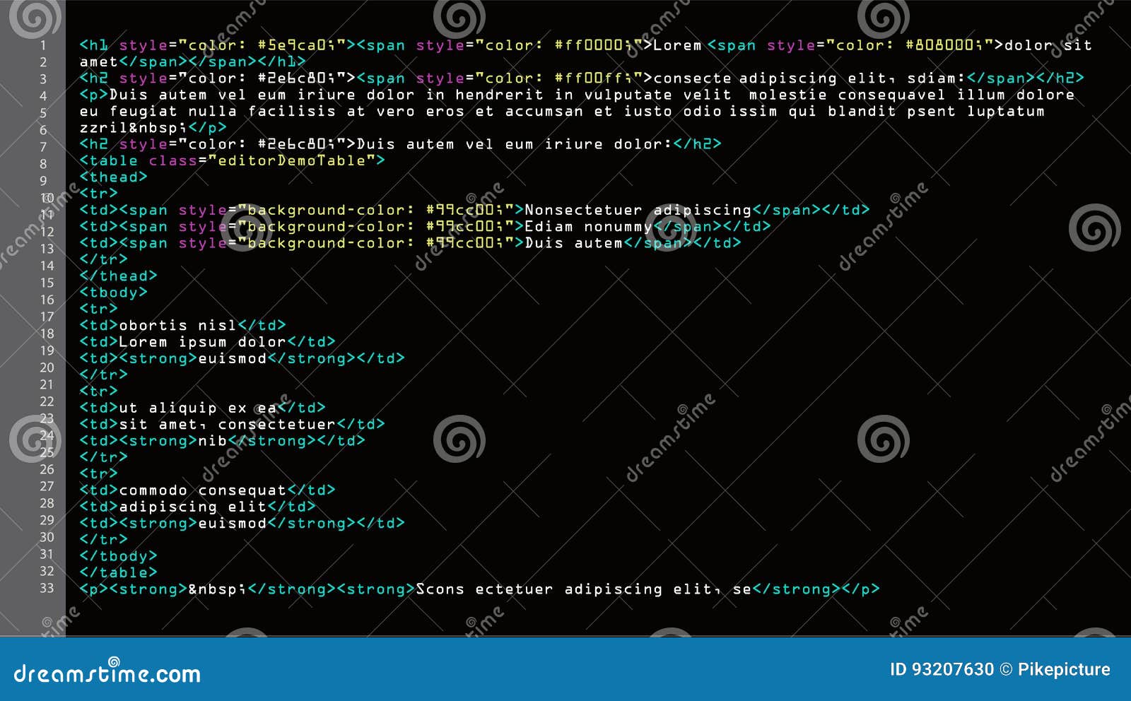Html Simple Code Vector Colorful Abstract Program Tags In Developer